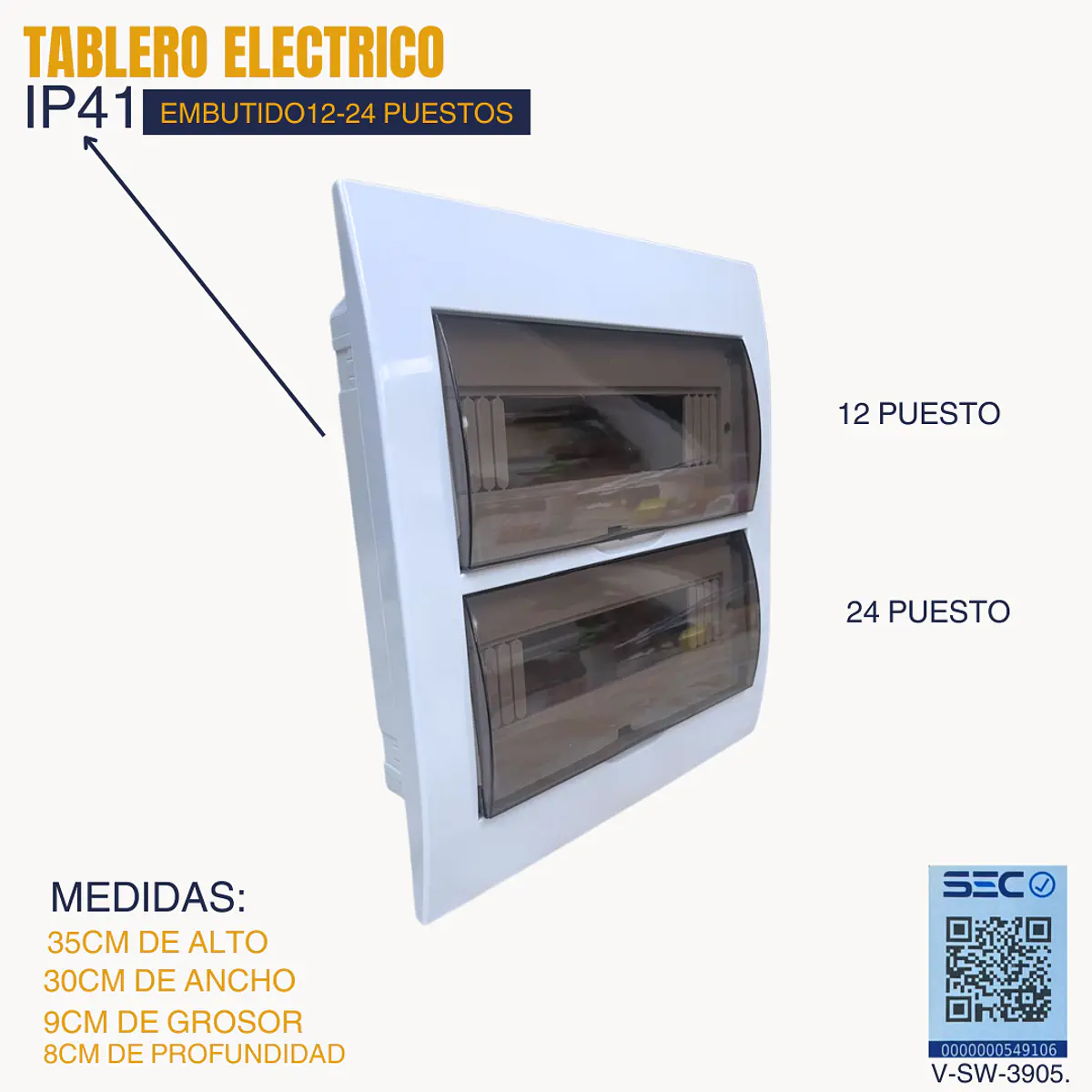 TABLERO ELECTRICO IP 41 TABLERO EMBUTIDO 24 PUESTOS | Casa Contigo