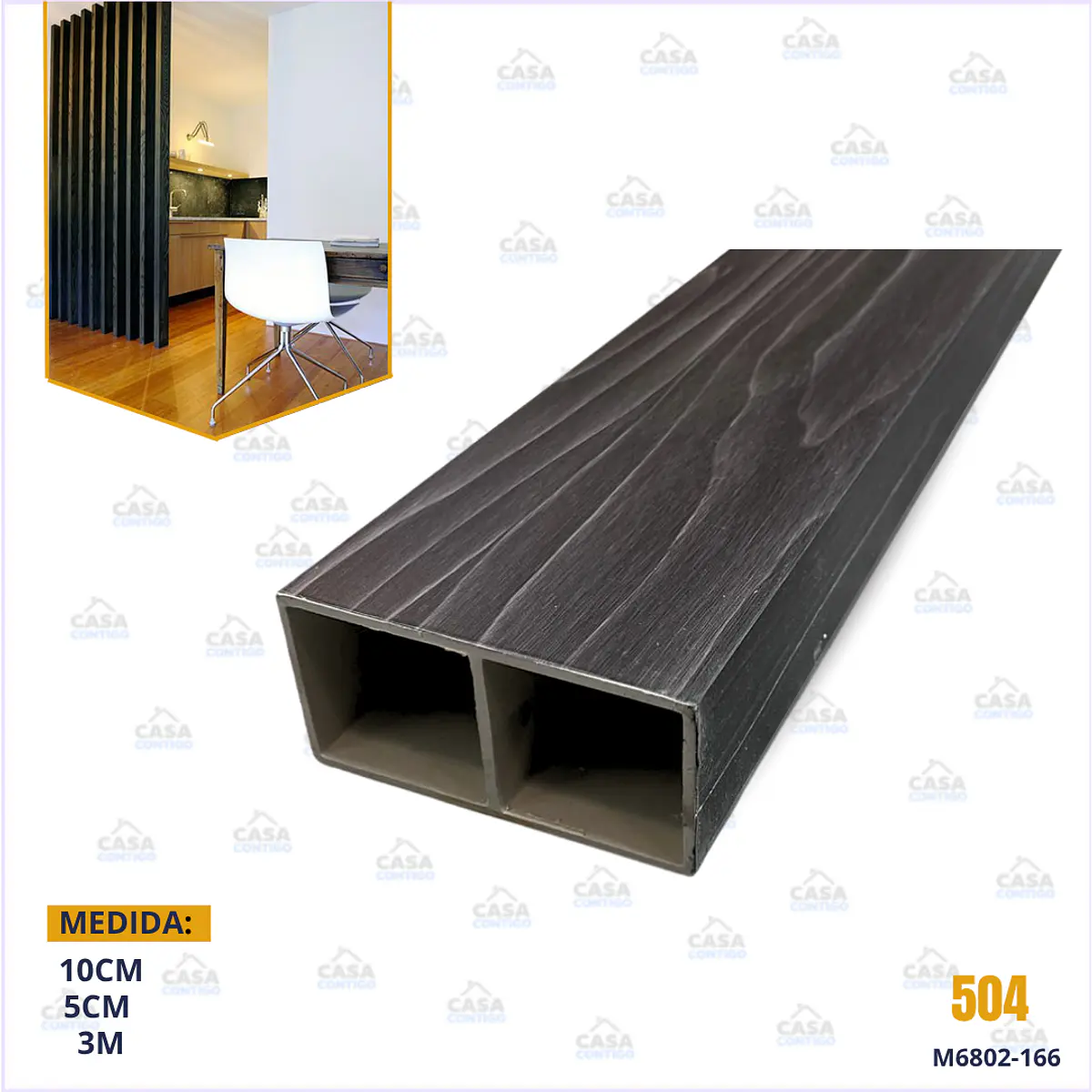 LISTONES DE WPC RECTANGULARES 10CM*5CM*3M 504 NEGRO BETAS | Casa Contigo