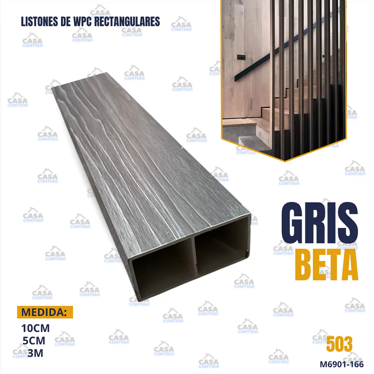 LISTONES DE WPC RECTANGULARES 10CM*5CM*3M GRIS BETAS | Casa Contigo