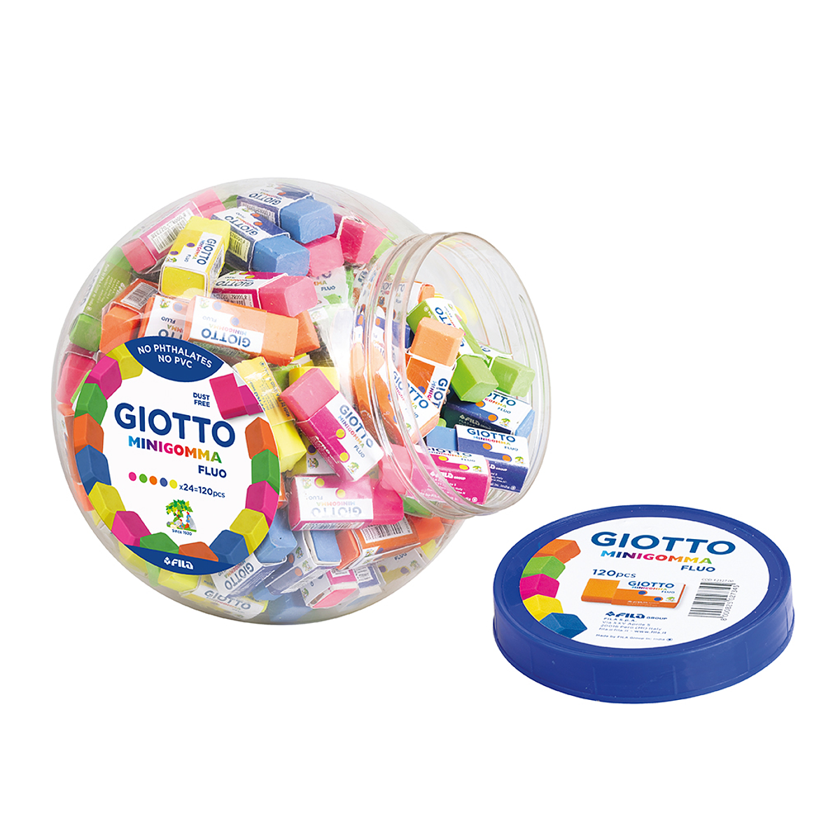 Pote Mini Goma Giotto 120 Colores Fluo | La Casa del Arte