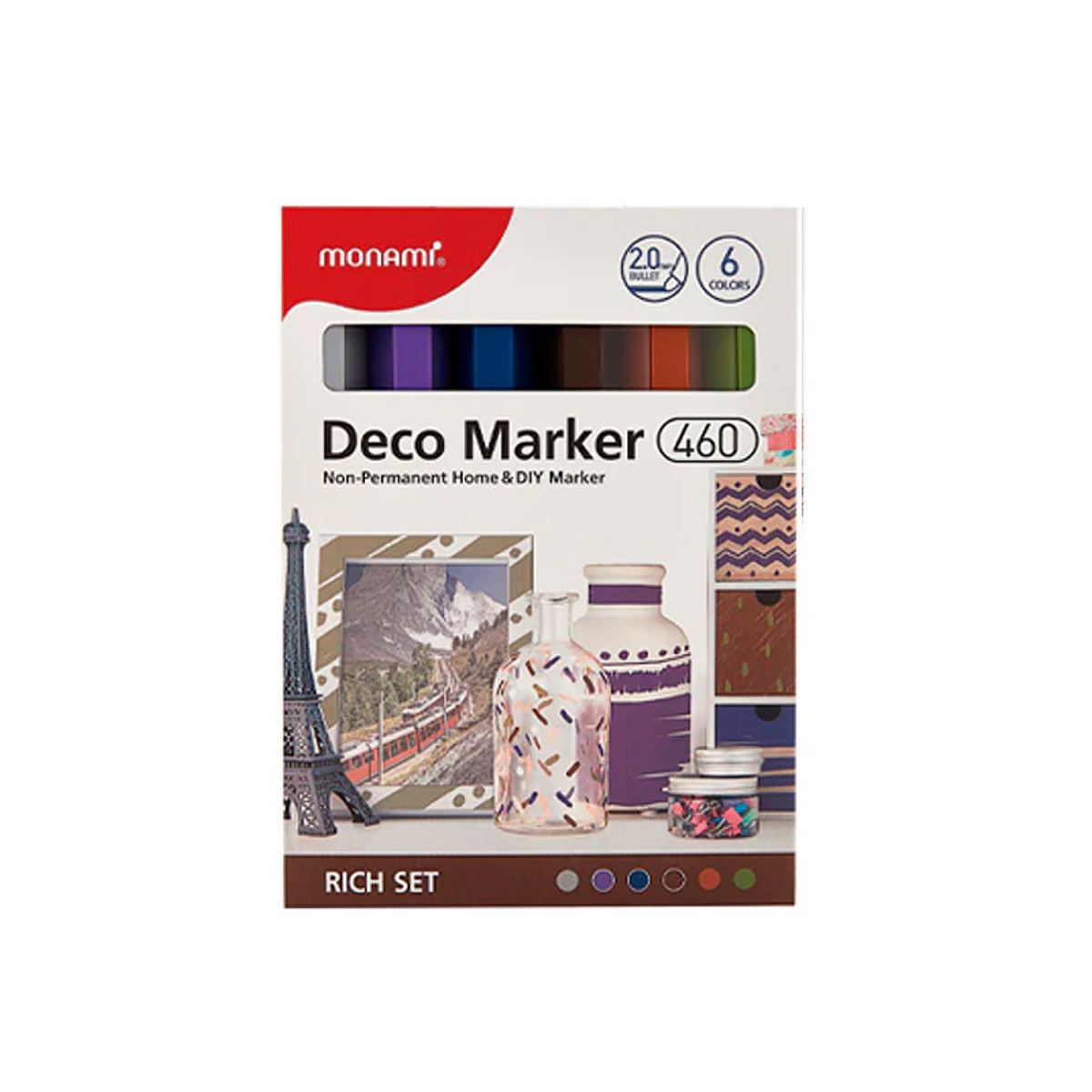 Marcador Monami Deco Marker 460 2.0 mm. 6 Colores Rich | La Casa del Arte