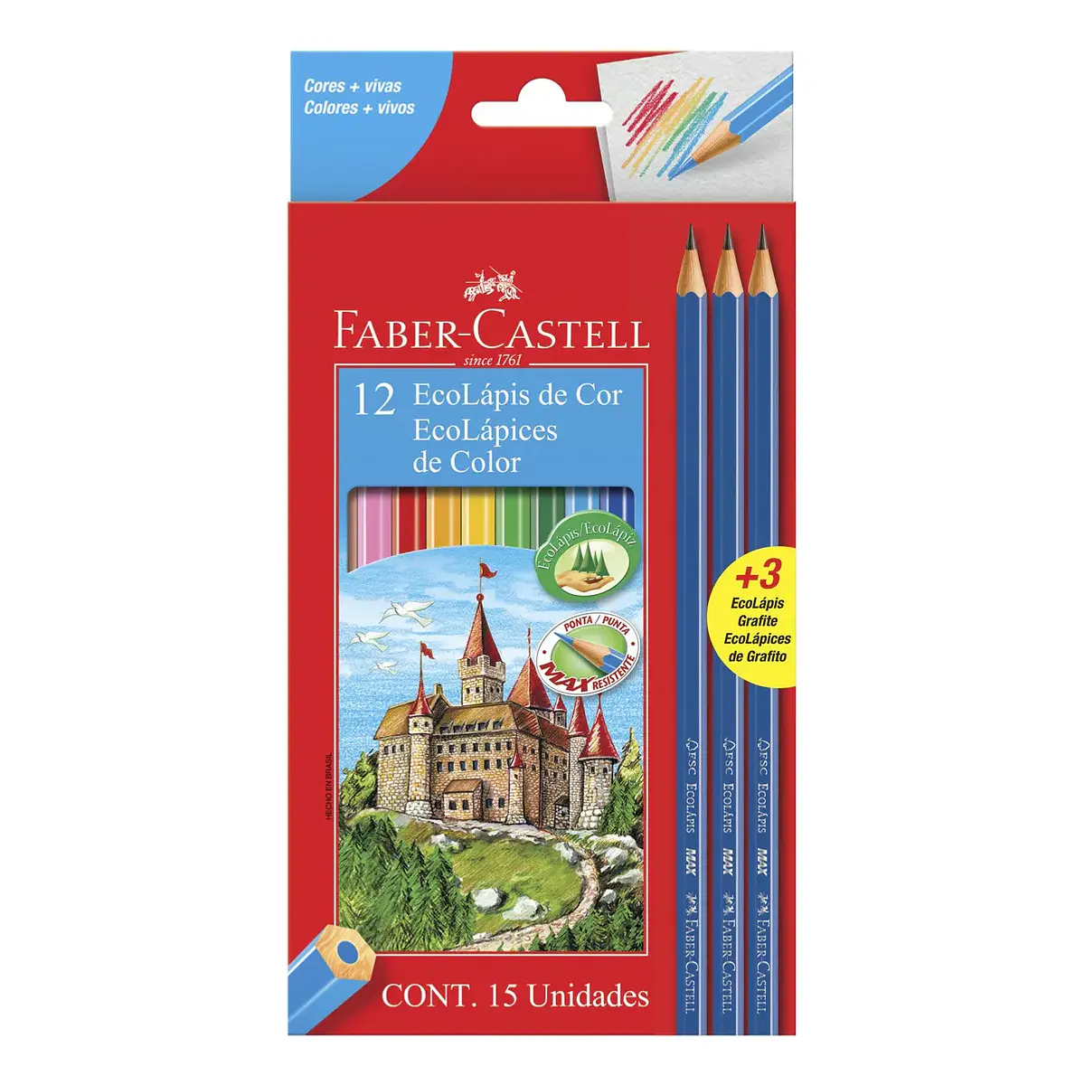 Lapices Color Faber-Castell 12 Colores Largos+3 Grafitos Hex | La Casa ...