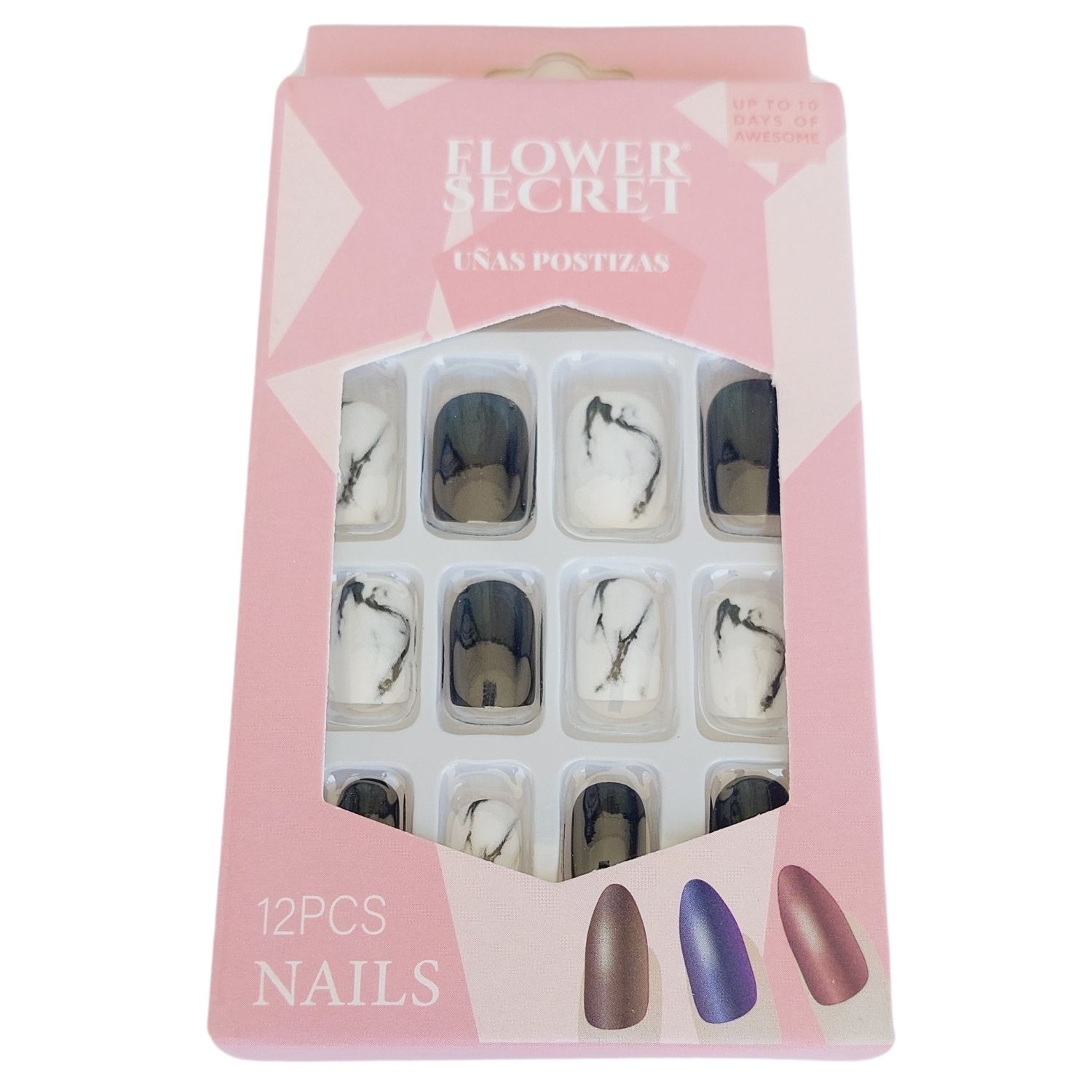 💅 Set de 12 Uñas Postizas Adhesivas Flower Secret – Color y