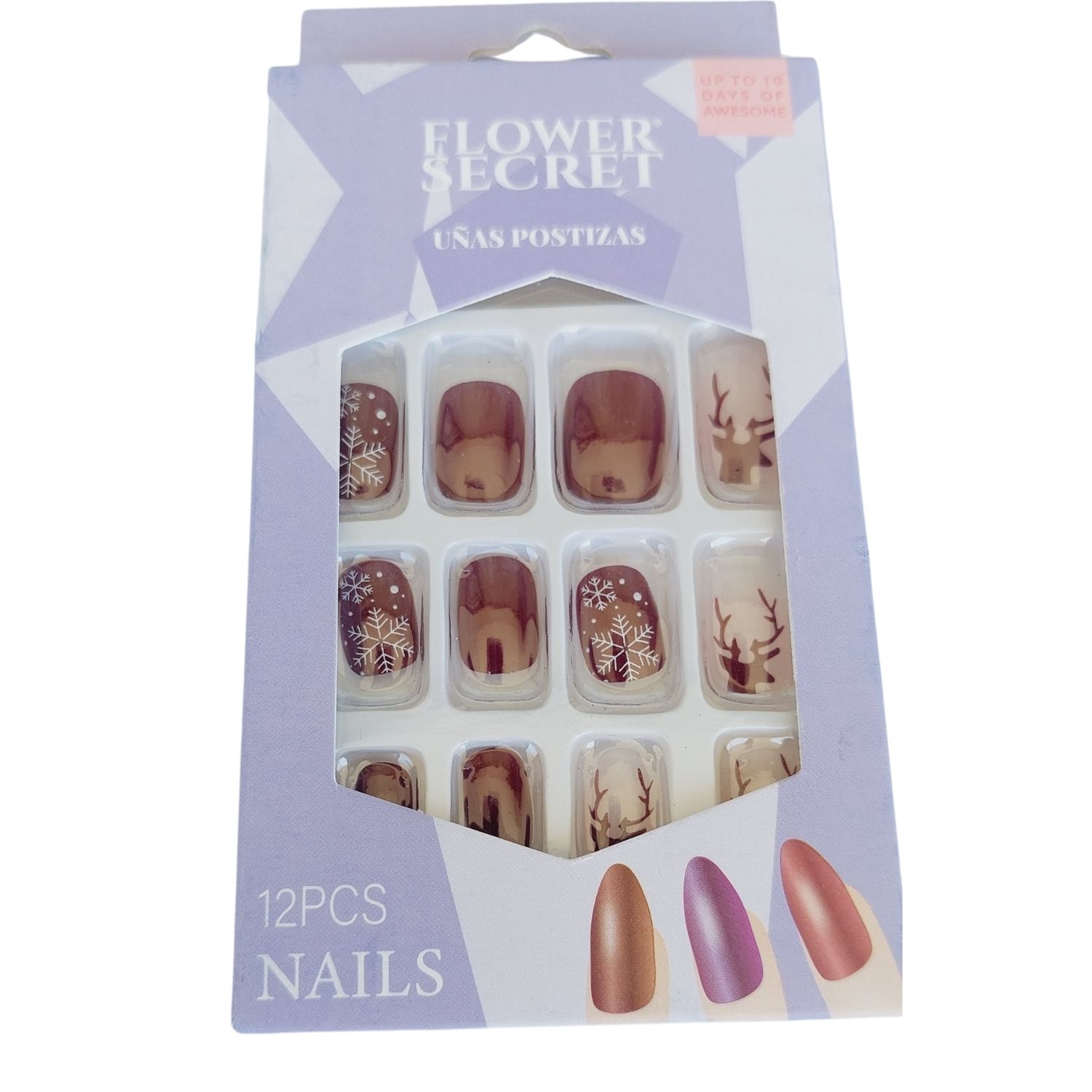 💅 Set de 12 Uñas Postizas Adhesivas Flower Secret – Color y