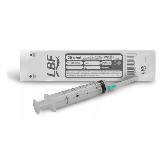 Jeringa Luer Slip 20ml C/aguja 21g X 1 1/2 Smartmed X 50 Und