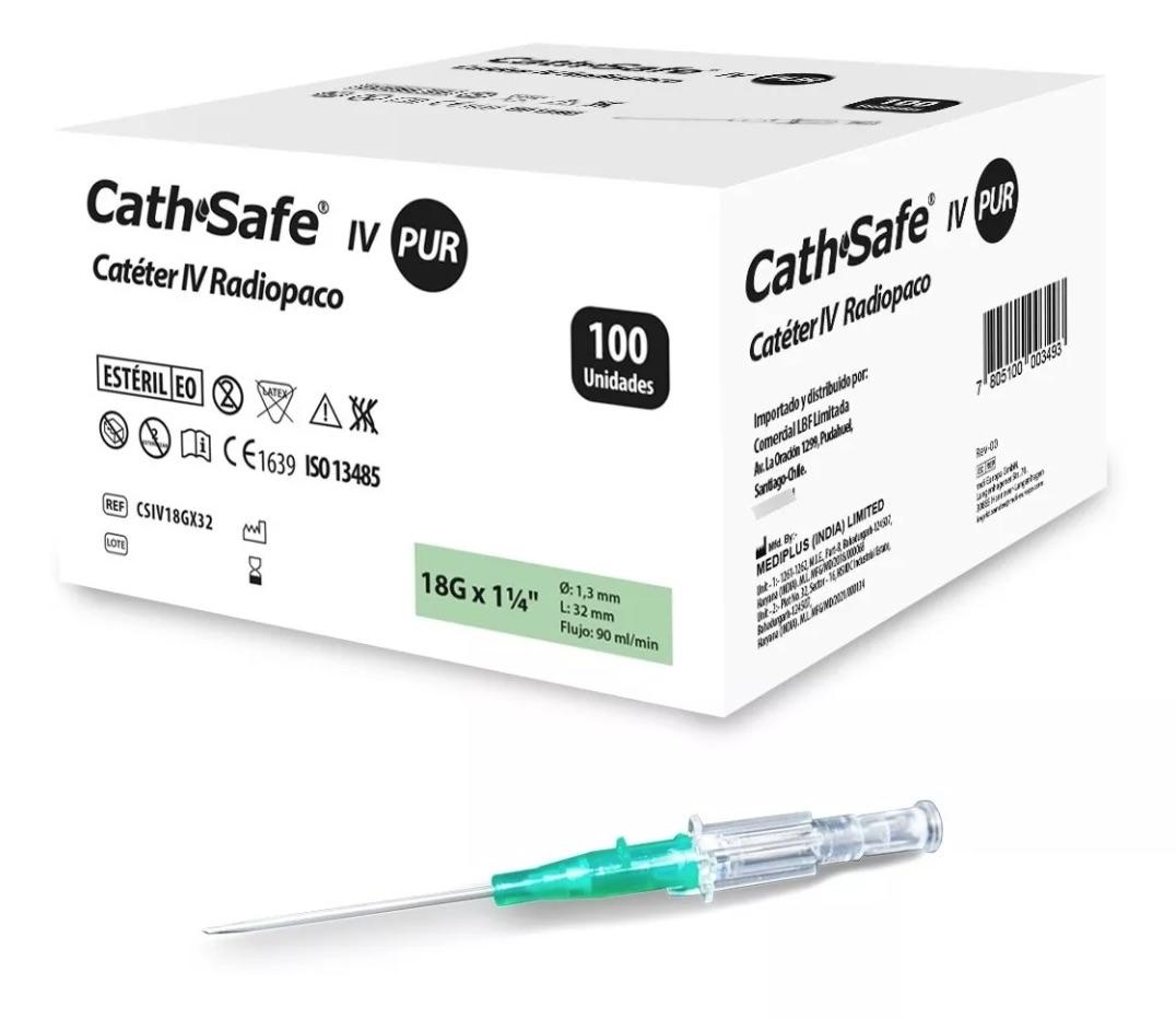 Cateter Cathsafe Iv Pur 18g X 32mm Caja X 100