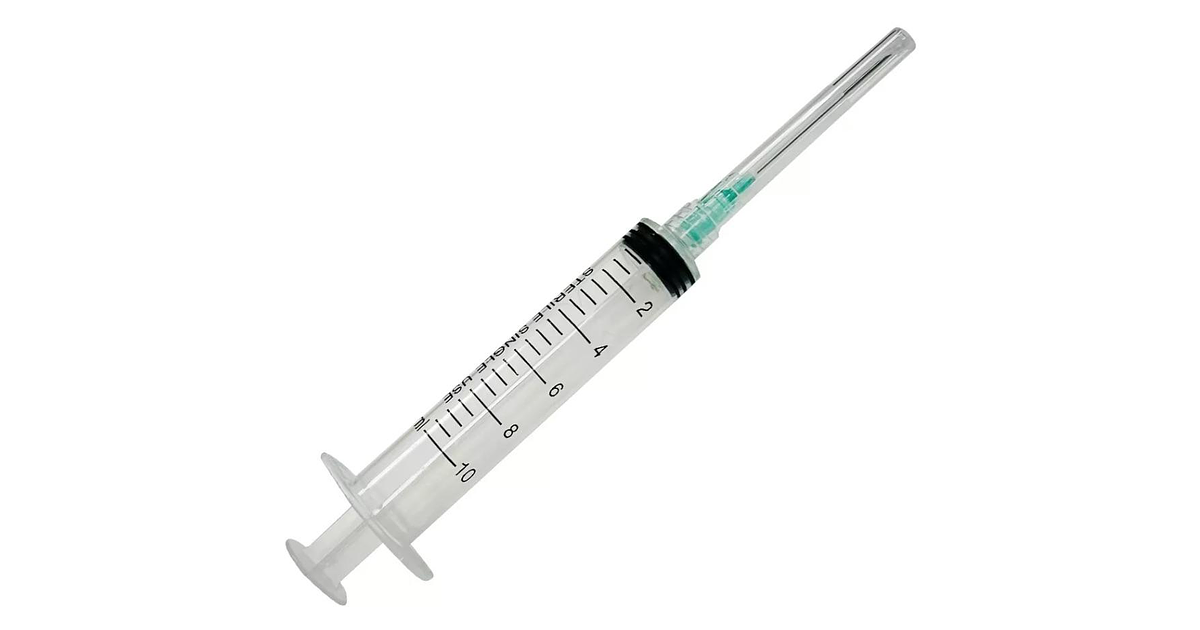 Jeringa Luer Lock 10cc Grad 2ml C/aguja 21gx1 1/2 Caja x 100