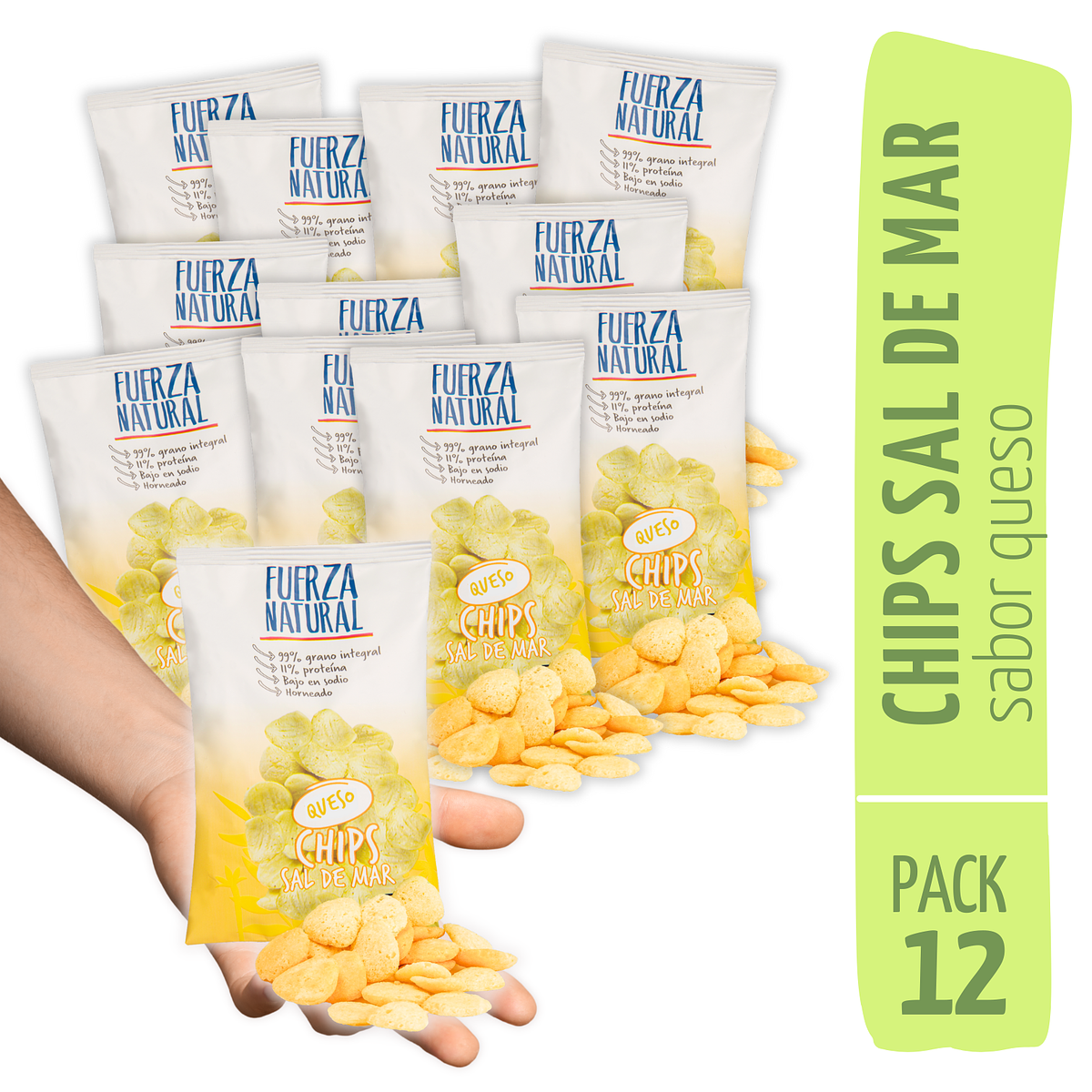 Chips Sal de Mar 13g Queso Fuerza Natural Pack x12