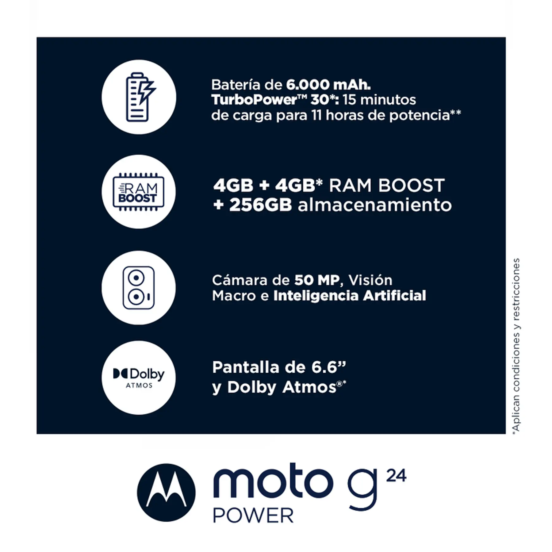 Motorola G24 Power 4GB+256GB Celular Color Azul