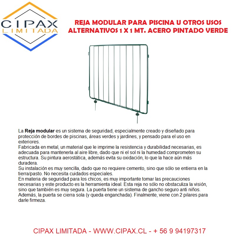 Reja modular metal 100x100 cm verde