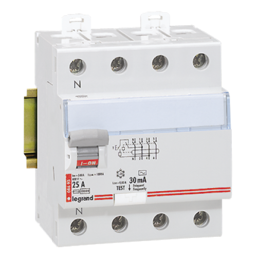 Interruptor diferencial trifásico 4 polos, 25 A, tipo AC, 30