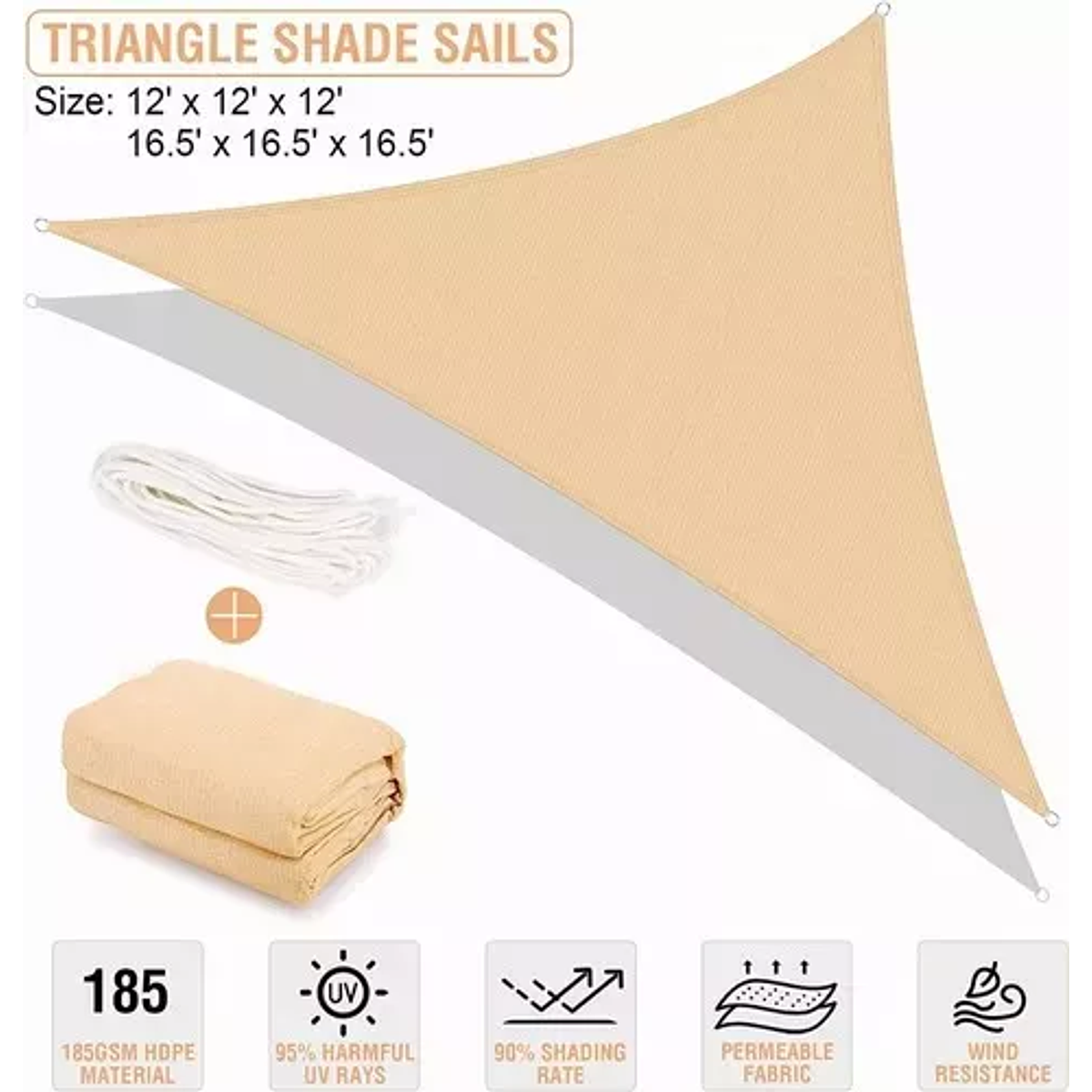 Carpa Triangular Toldo Vela De 5x5x5 Metros CF | Click Ventas