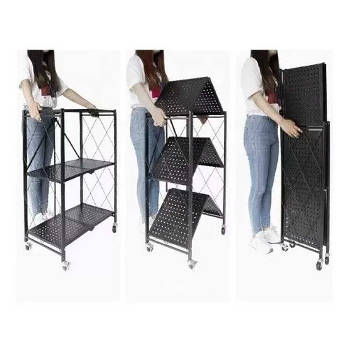 Estante Plegable Organizador Multiusos 3 Niveles Con Ruedas | Click Ventas