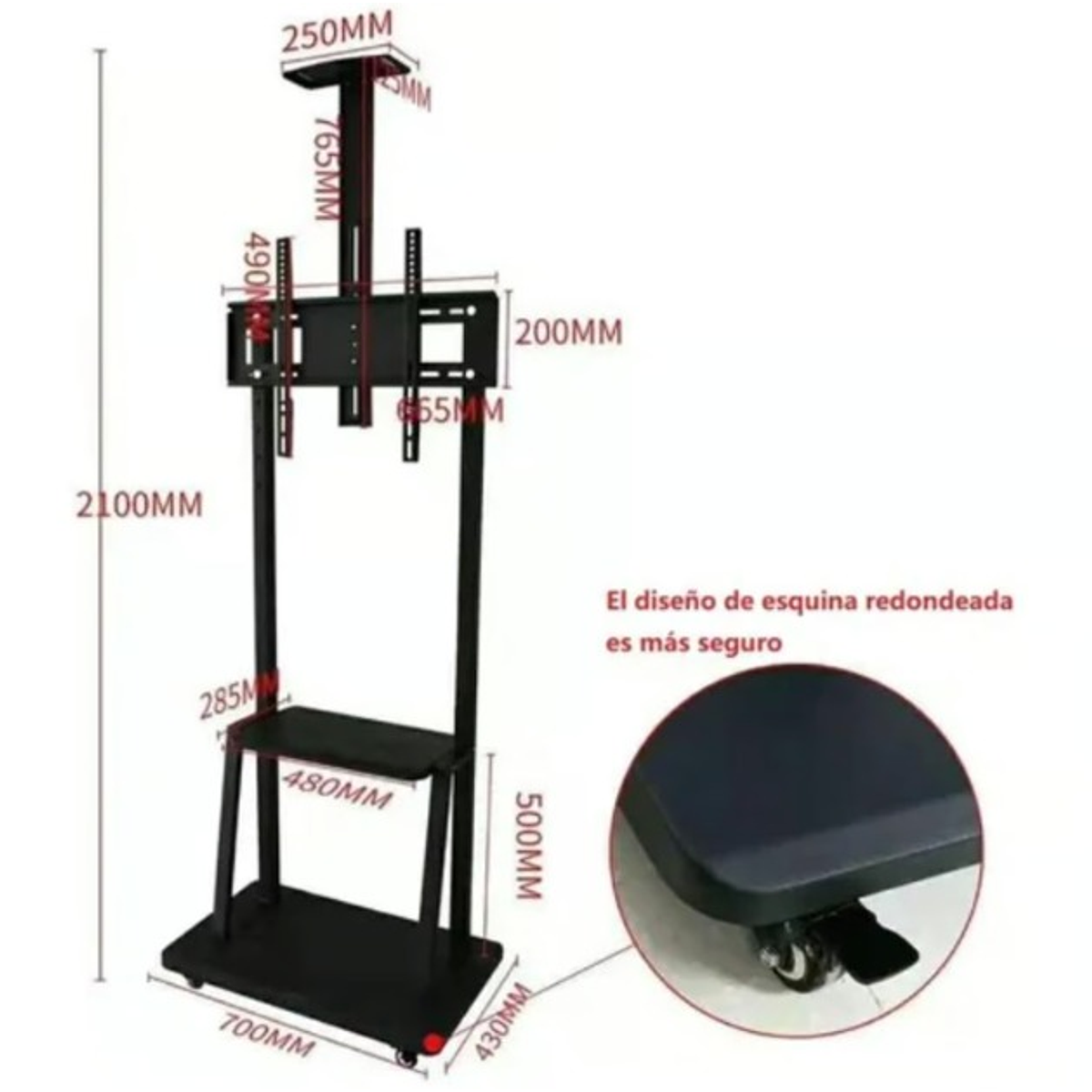 Soporte De Tv Con Ruedas 32 A 70 Pedestal Soporte Móvil SKU: | Click Ventas