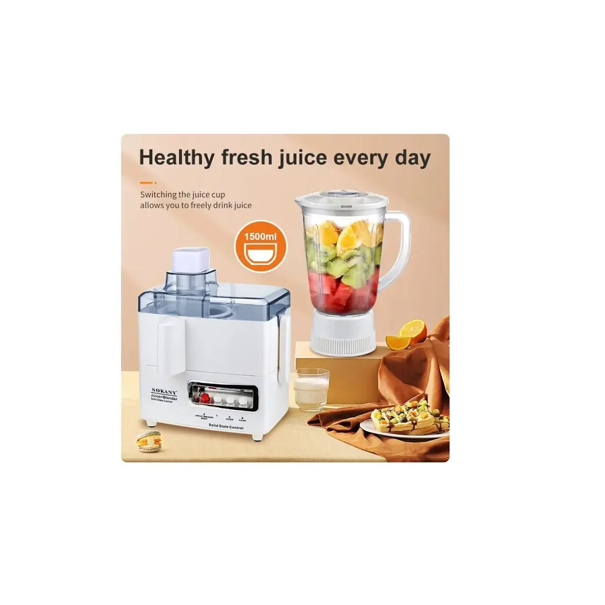 Procesador Extractor De Alimentos Licuadora Sokany 4 En 1 As | Click Ventas