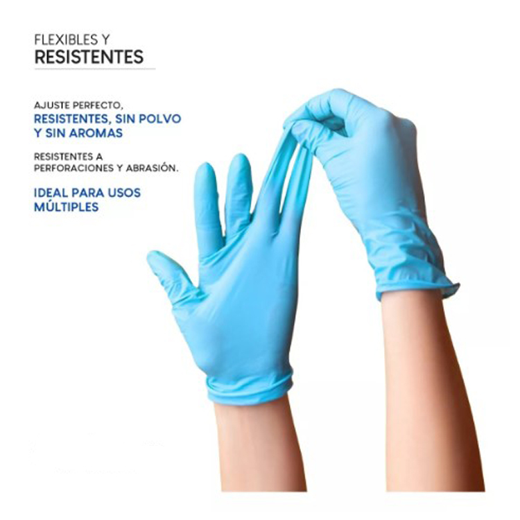 Guantes De Nitrilo Libre De Latex Sin Polvo Azul