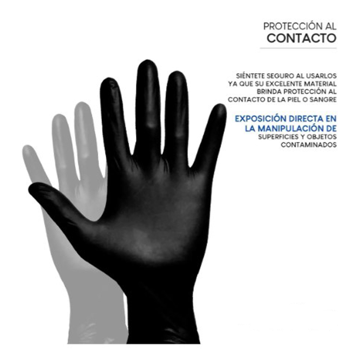 Guantes De Nitrilo Vinil Libre De Latex Sin Polvo Negros CHI