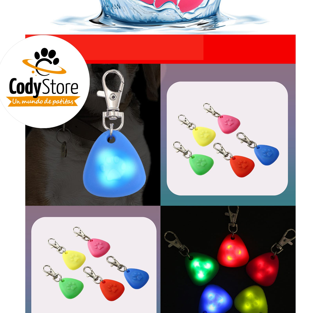 Collar Para Mascotas Luz Led Patitas Perros Y Gatos - Cs