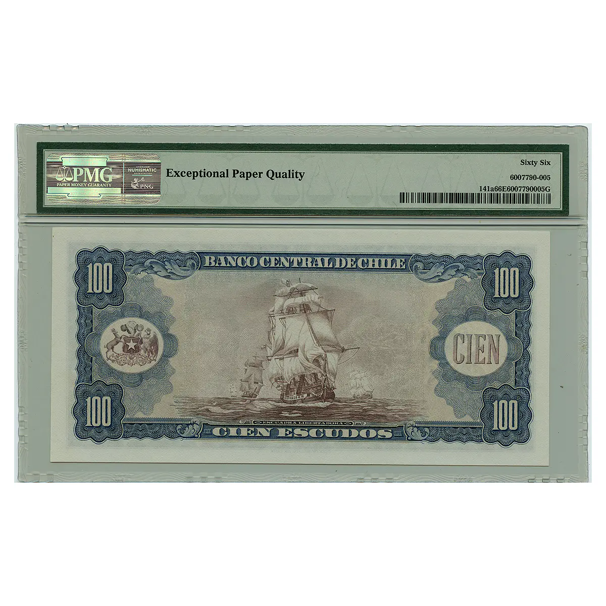 Chile 100 Escudos 1962-75 P.141a - PMG 66