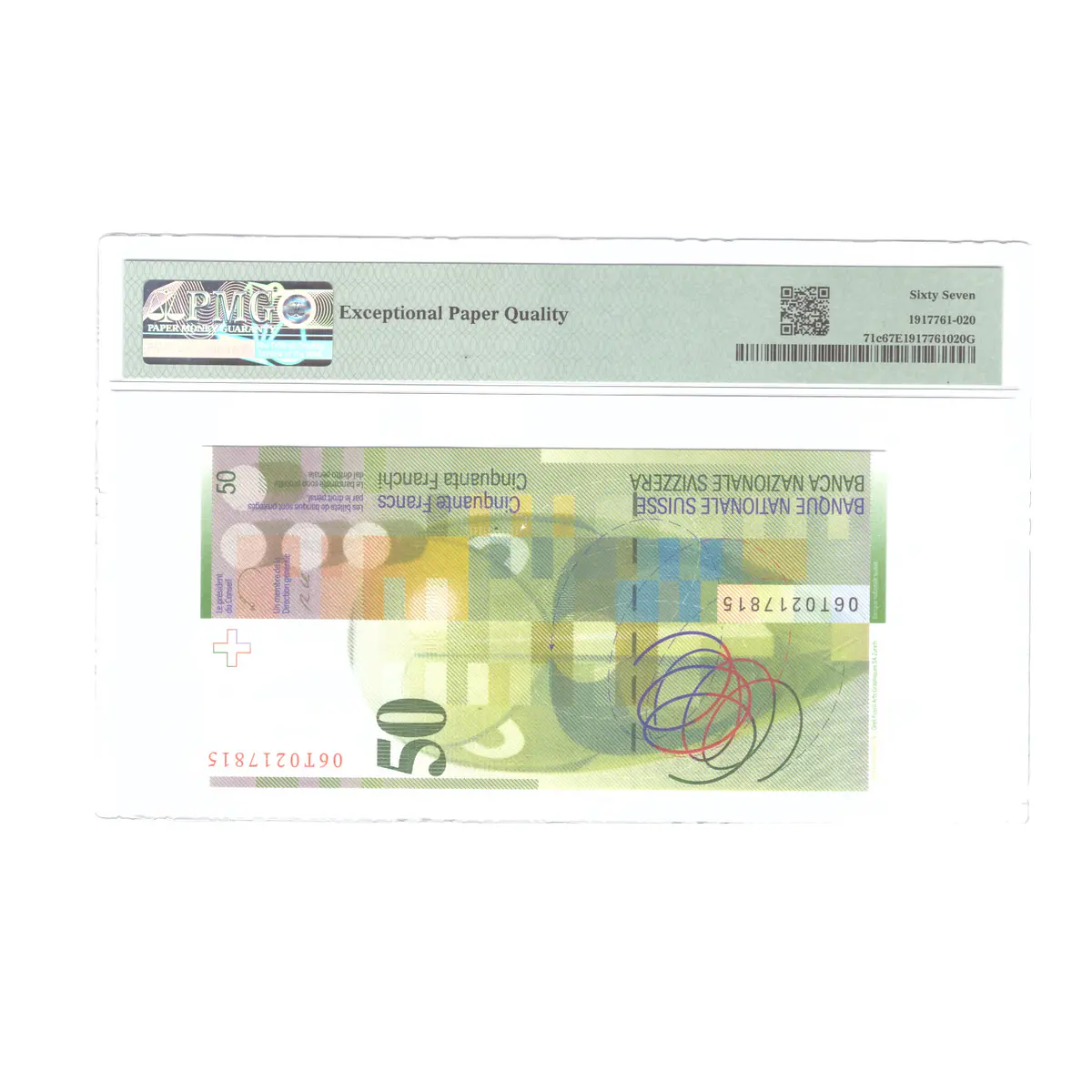 Suiça 50 Franken 2006 Pick 71c PMG 67