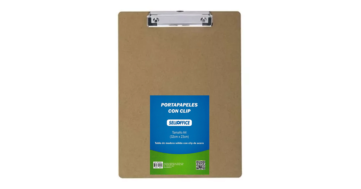 Tabla Portapapeles Madera Selloffice con Clip Metálico