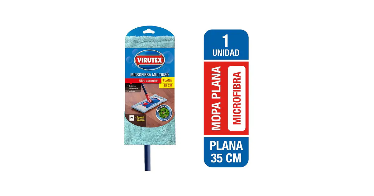 Set Mopa Plana Microfibra 35 cm Virutex | Seco y Húmedo