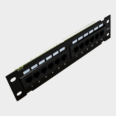 Patch Panel Rack 10 12 Puertos UTP CAT 6 Simple