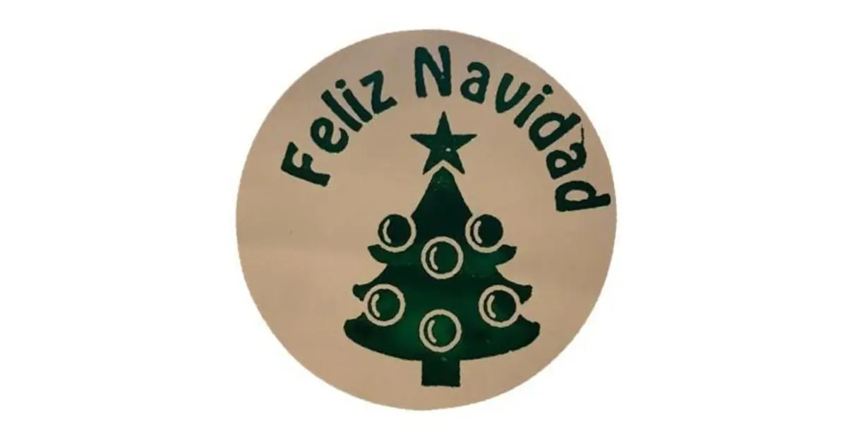 Sticker Circular Diseño Navidad 100 Unidades
