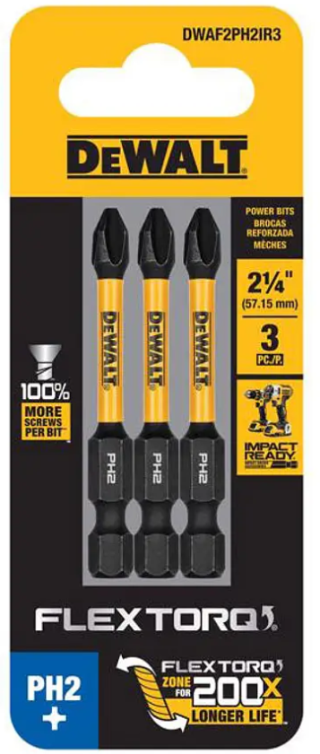 Set puntas PH2 Display 3 Piezas #DWAF2PH2IR3 FLEXTORQ Dewalt