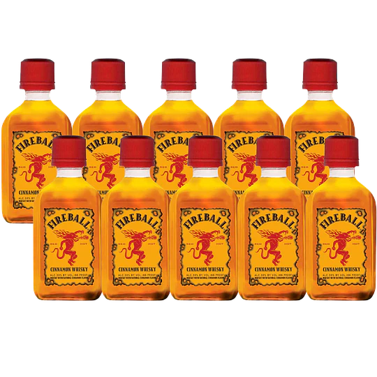 Pack x10 Whisky Fireball Cinnamon 33° Miniatura 50cc