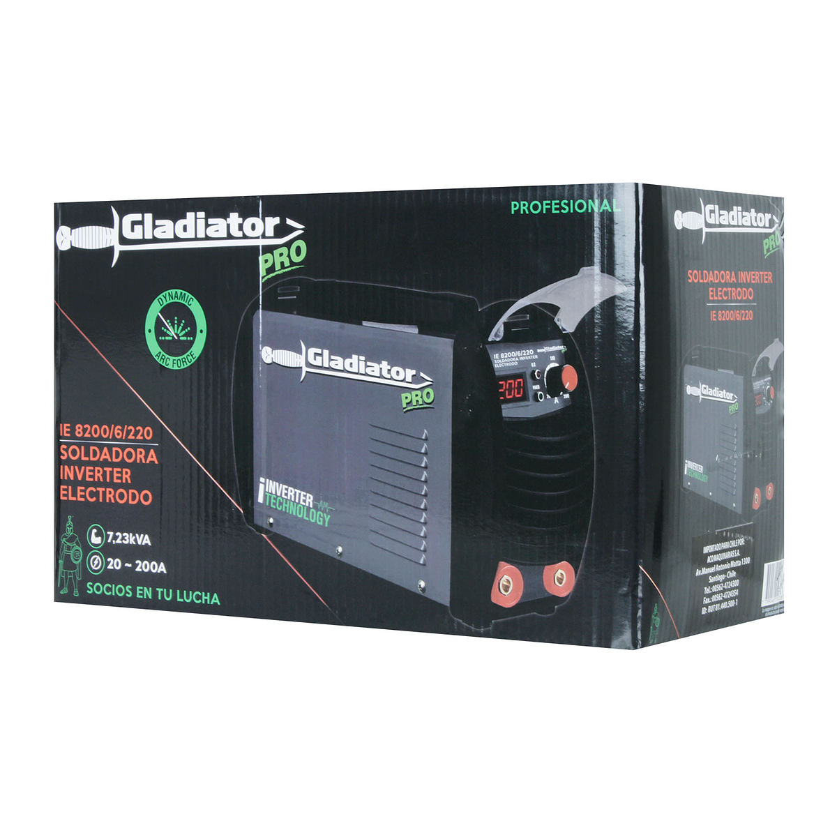 SOLDADORA INV ARCO MANUAL 200 AMP IE 8200/6/220 GLADIATOR