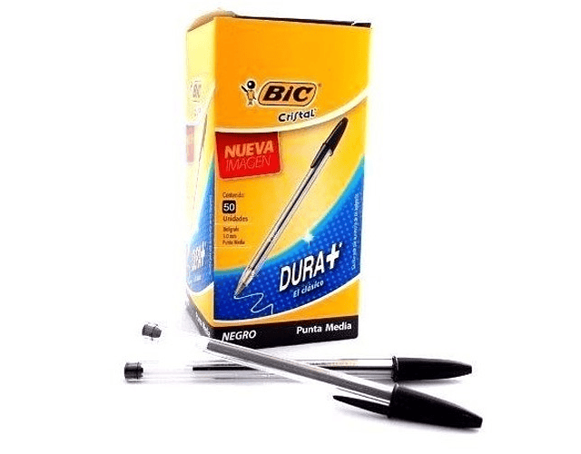 Pack 50 lapiz pasta negro punta media 1.0mm bic*m1