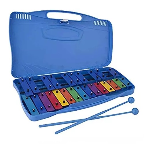 Metalofono cromatico 25 notas maleta plastica celeste-m3-10