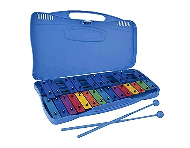 Metalofono cromatico 25 notas maleta plastica celeste-m3-10