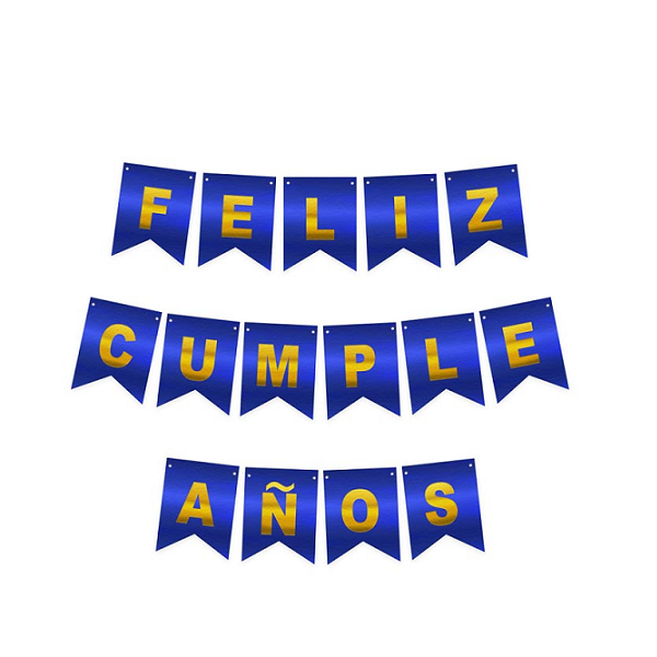 Feliz cumpleanos azul/dorado glitter 4mts-m3-m10