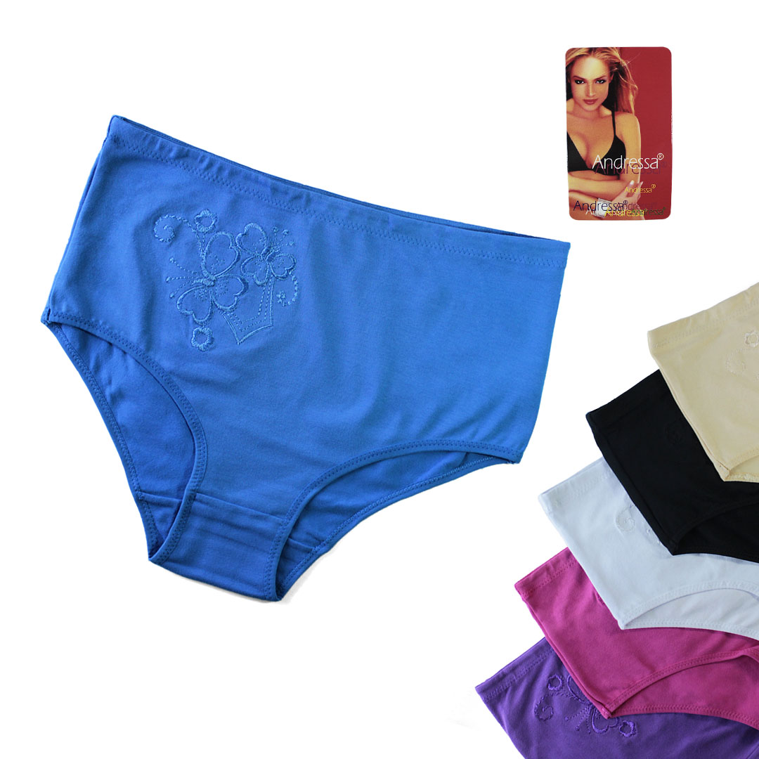 Calzón de Algodón Señora Grande Flor Bordada