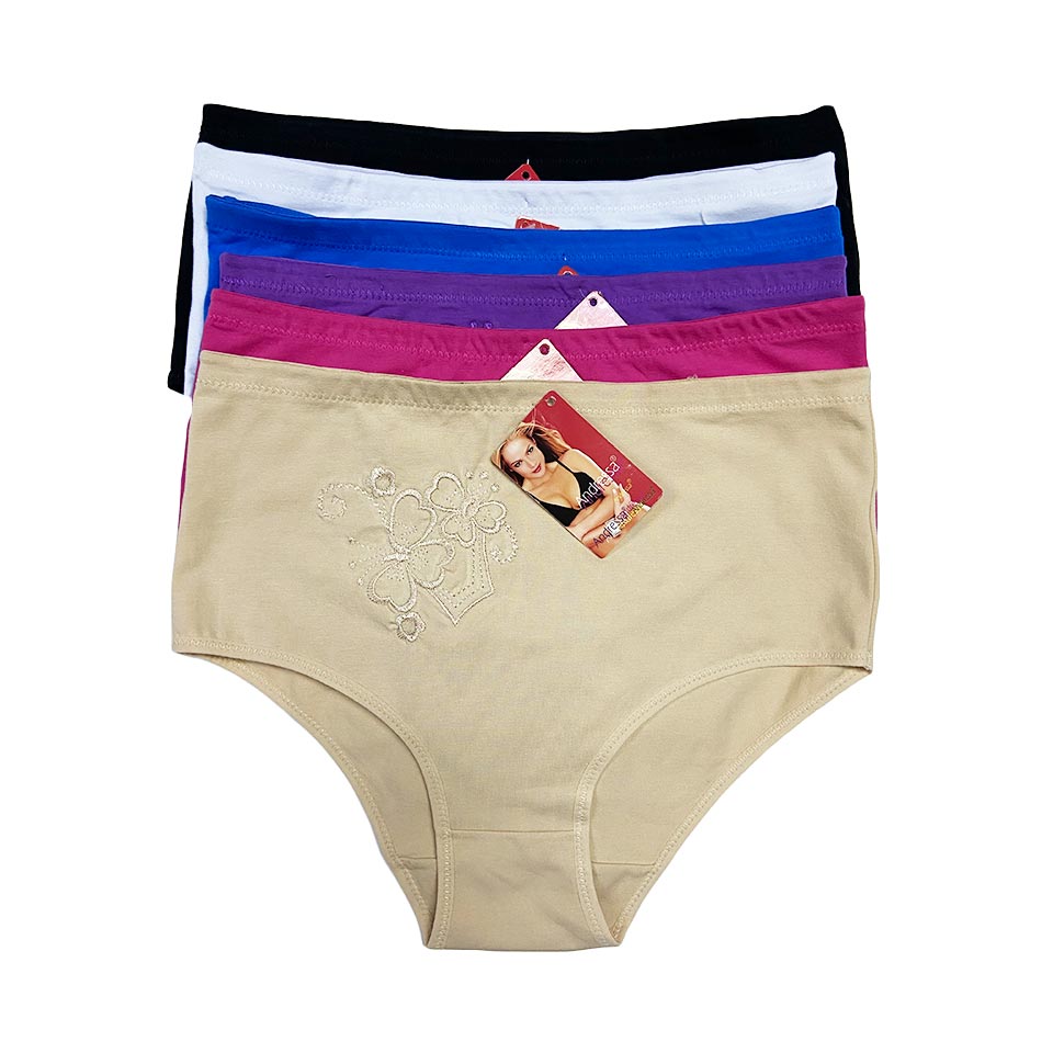 Calzón de Algodón Señora Grande Flor Bordada