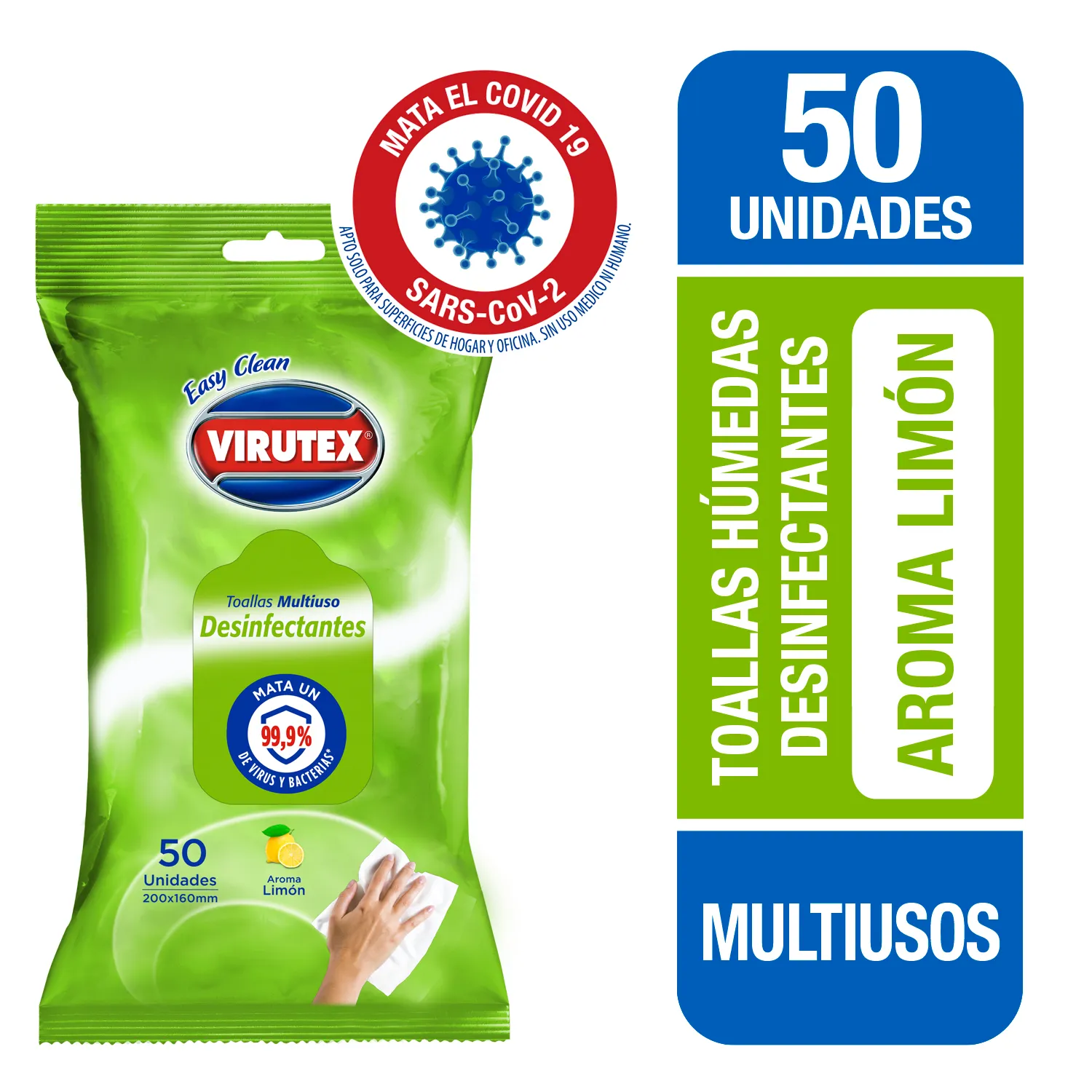 Toalla humeda desinfectante virutex pq 50 un (cj 14un)