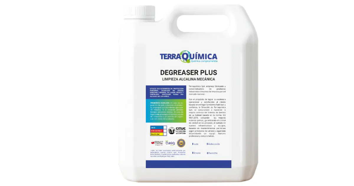 DEGREASER PLUS 5 LITROS TERRAQUIMICA - CAJA DE 4 UNIDADES