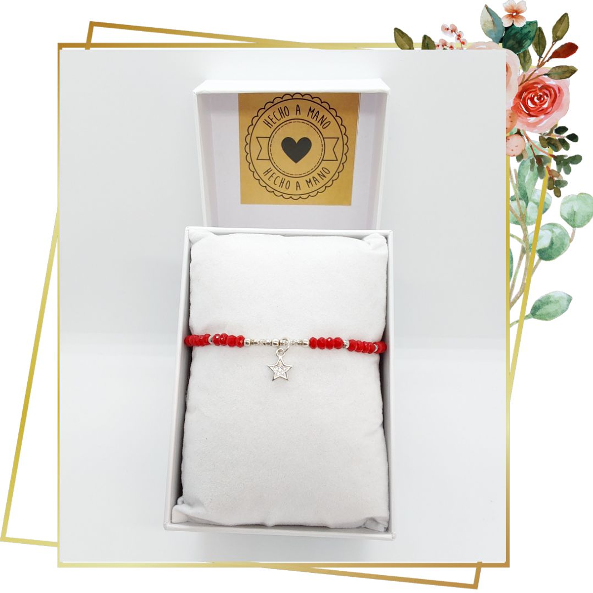 Pulsera Roja de Proteccion Cristal facetado 3mm y colgante d