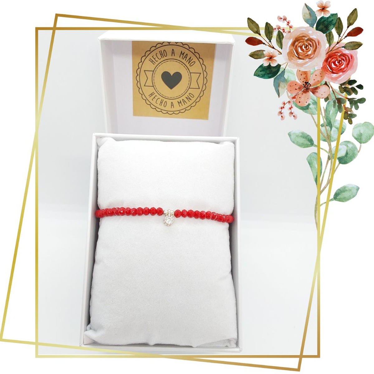 Pulsera Roja de Proteccion Cristal facetado 3mm y colgante d