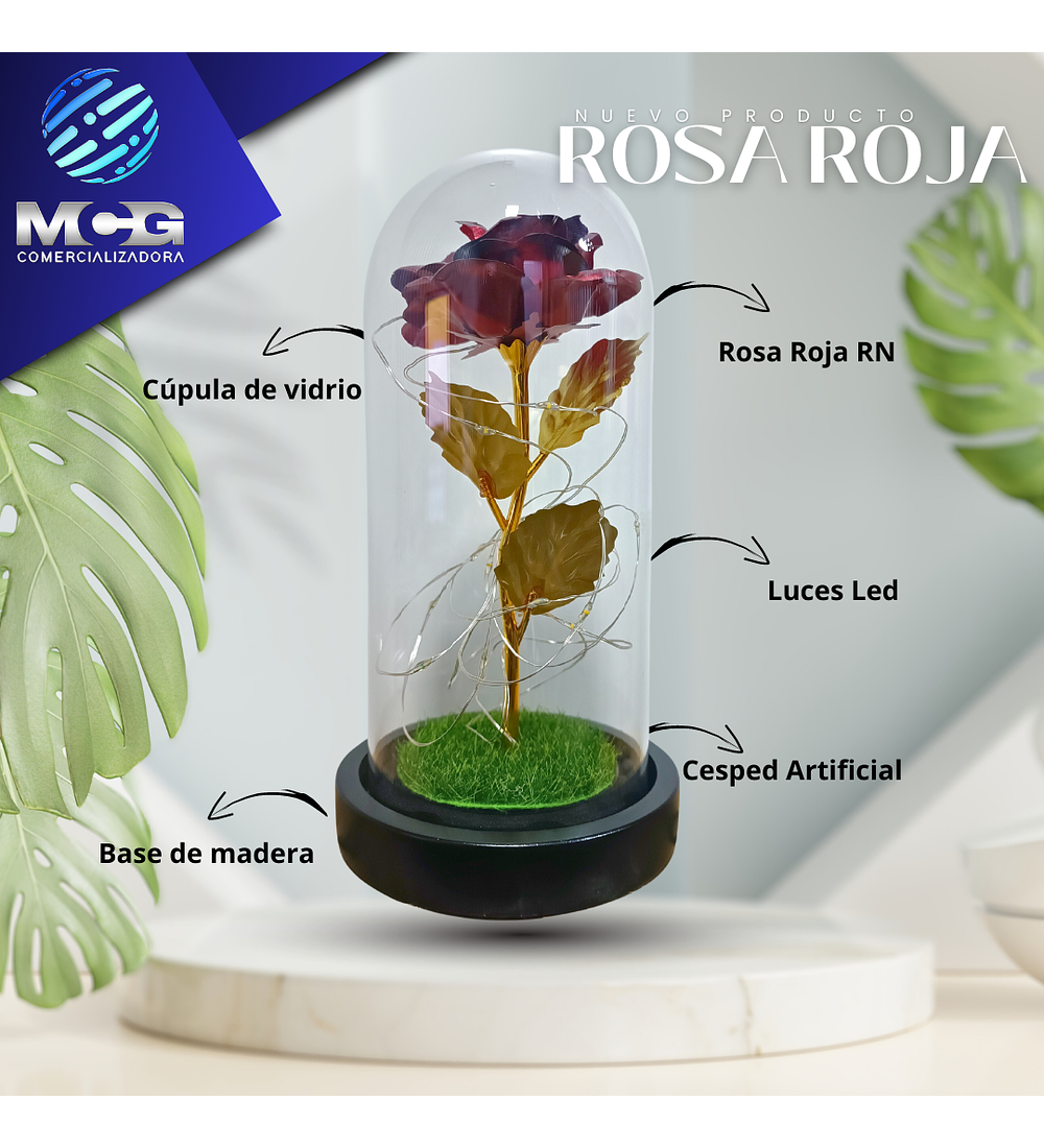 Rosa Azul art en cúpula de vidrio