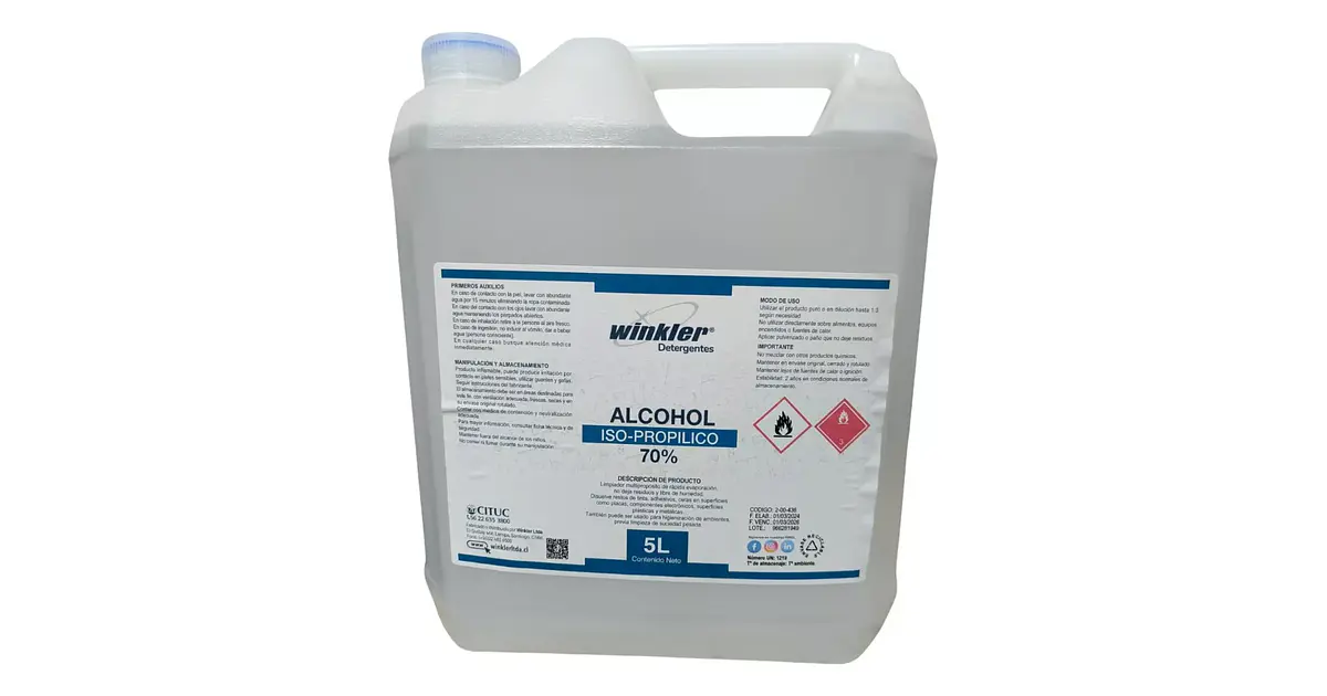 Alcohol Isopropílico 70% 5 Litros
