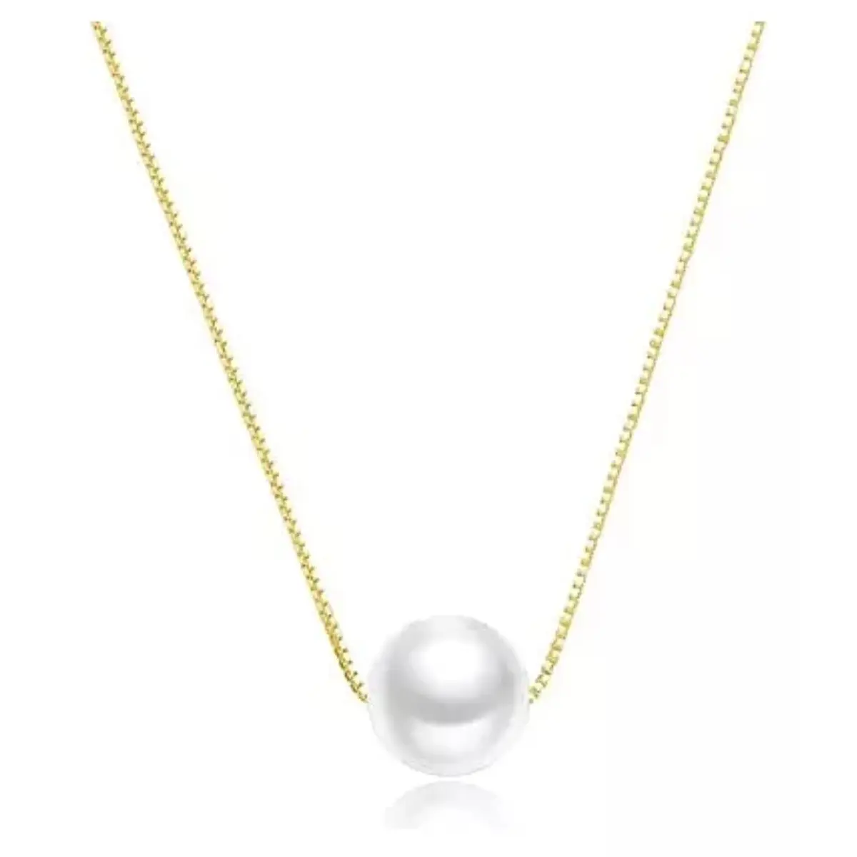 Collar de oro sólido de 18k con perla cultivada redonda