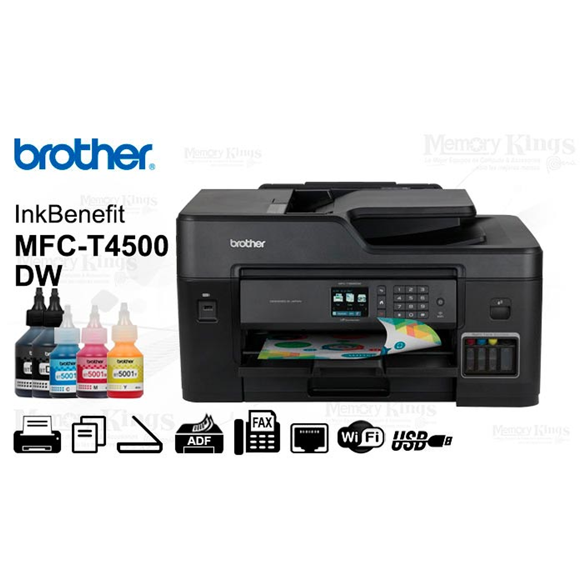 Multifuncional Brother InkBenefit MFC-T4500DW, Impresora, Co
