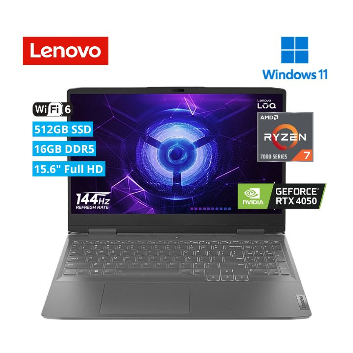 Laptop Gamer Lenovo LOQ 16APH8: Procesador AMD Ryzen 7 7840H