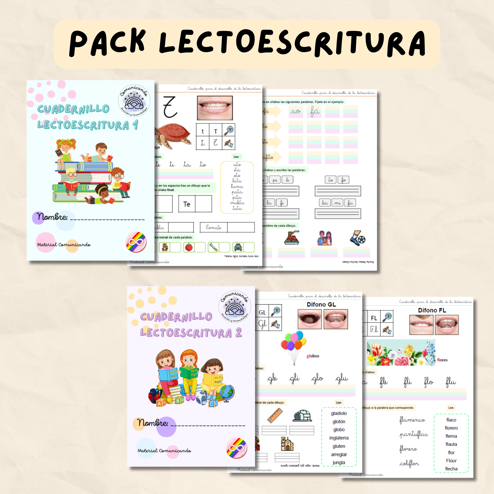 Pack de materiales Lectoescritura (LETRA LIGADA)