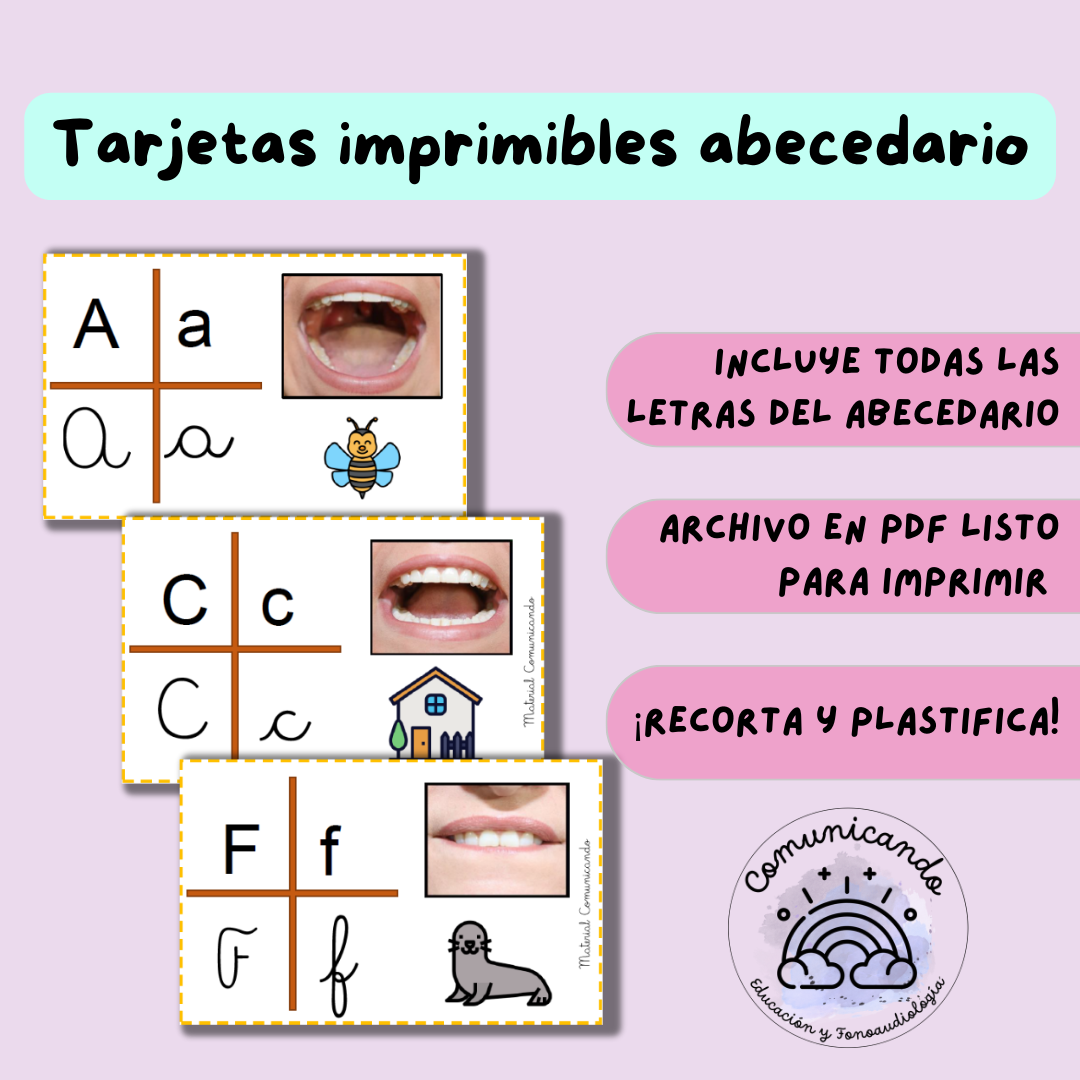 Tarjetas imprimibles abecedario