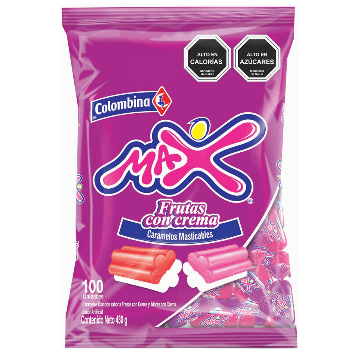 MASTICABLE MAX FRUTAS CON CREMA X 100 UN | CONFITERIA CONFIMAX CALAMA