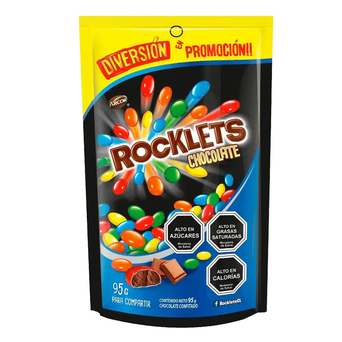 ROCKLETS CHOCOLATE DOYPACK 150 GR | CONFITERIA CONFIMAX CALAMA